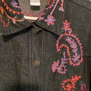 Coldwater Creek | Jackets & Coats | Embroidered Black Denim Jacket ...